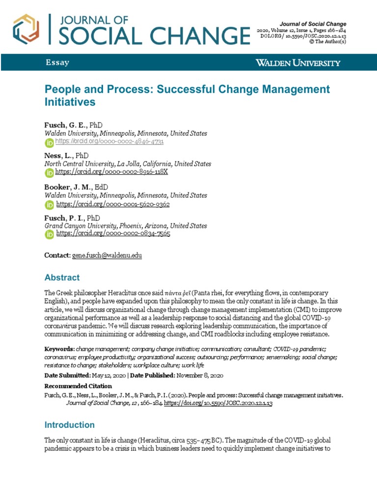 People and Process - Successful Change Management Initiatives | PDF ...