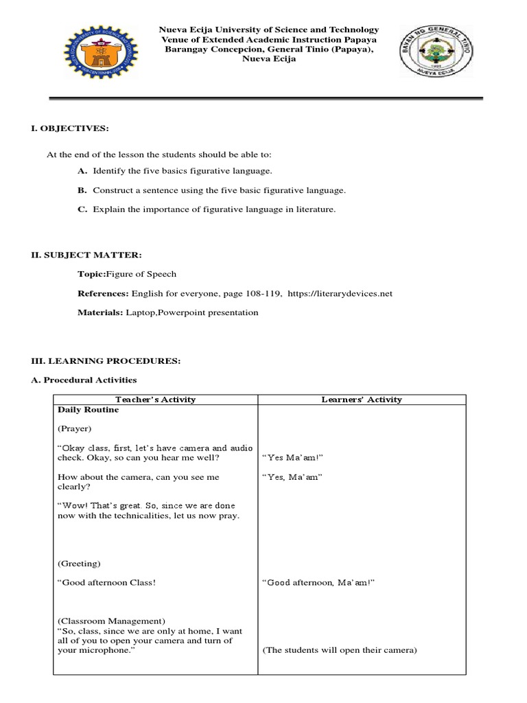 Figurative Language Lesson Plan | PDF | Anthropomorphism | Metaphor