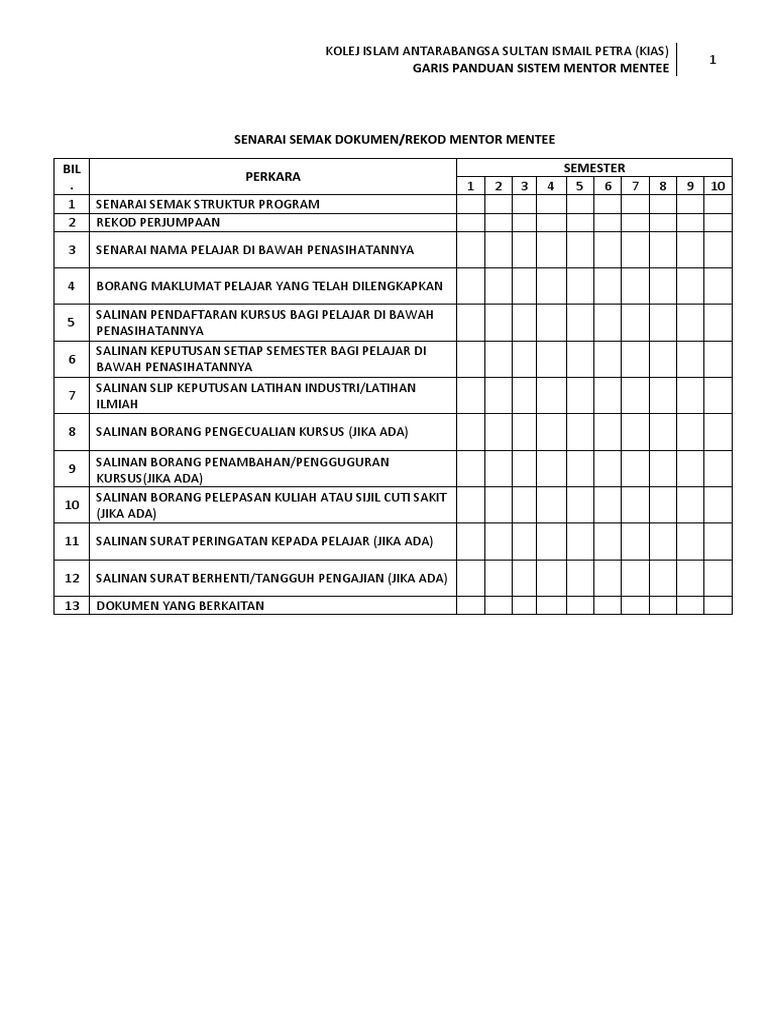 Borang Mentor Mentee | PDF