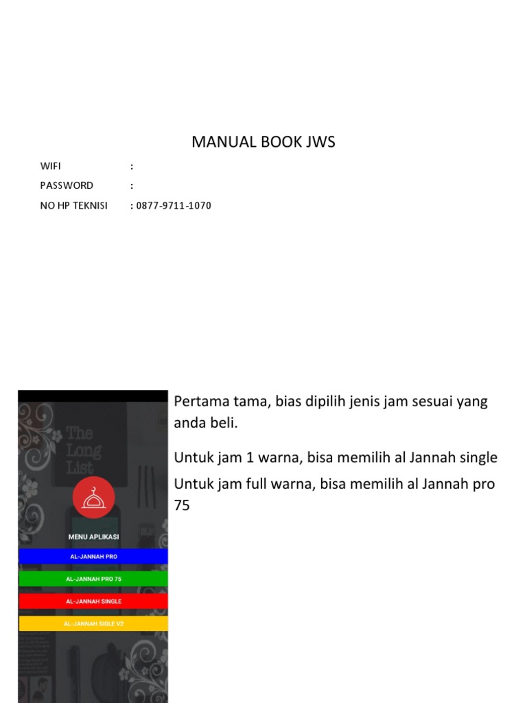 Manual Book JWS | PDF