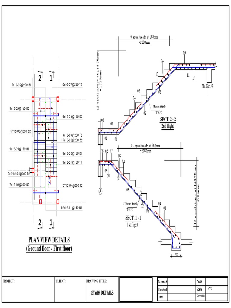 Staircase Structural Details Plan View | PDF | Stairs | Gardens