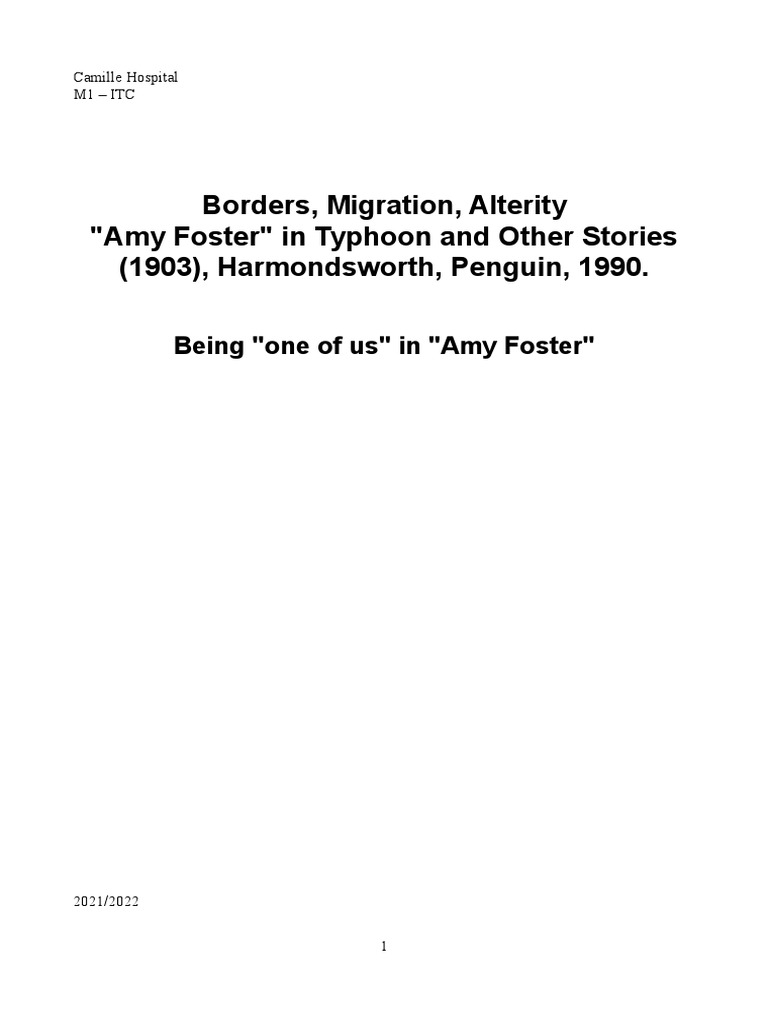 Amy Foster - Camille Hospital | PDF | Joseph Conrad | Narration