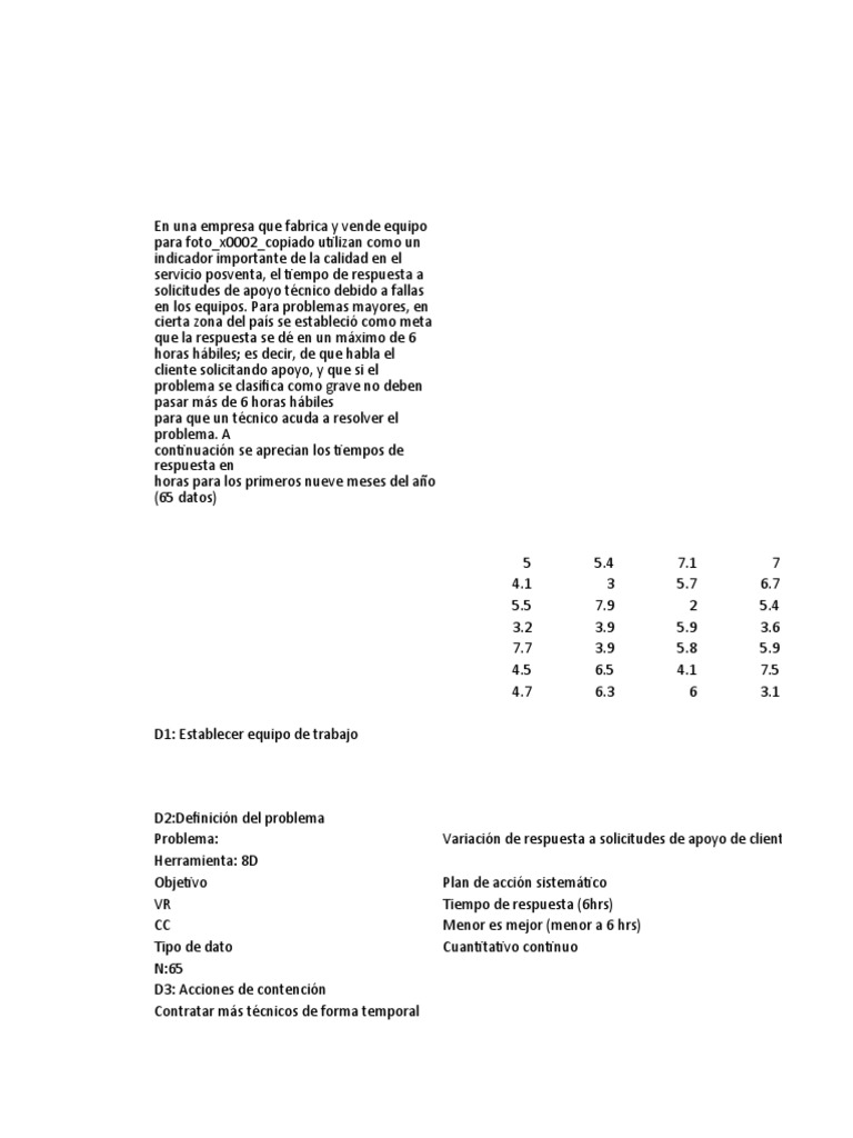 8D Ejemplo | PDF | Metrología