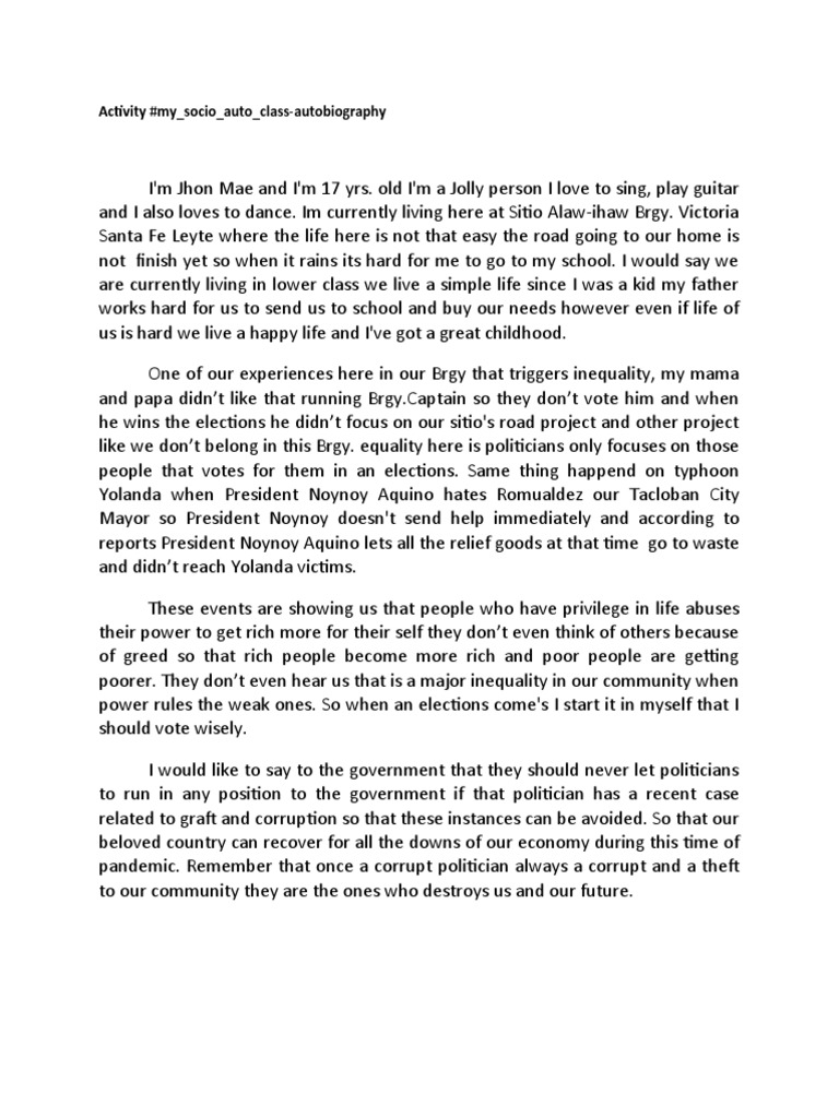 Socio Class Autobiography | PDF