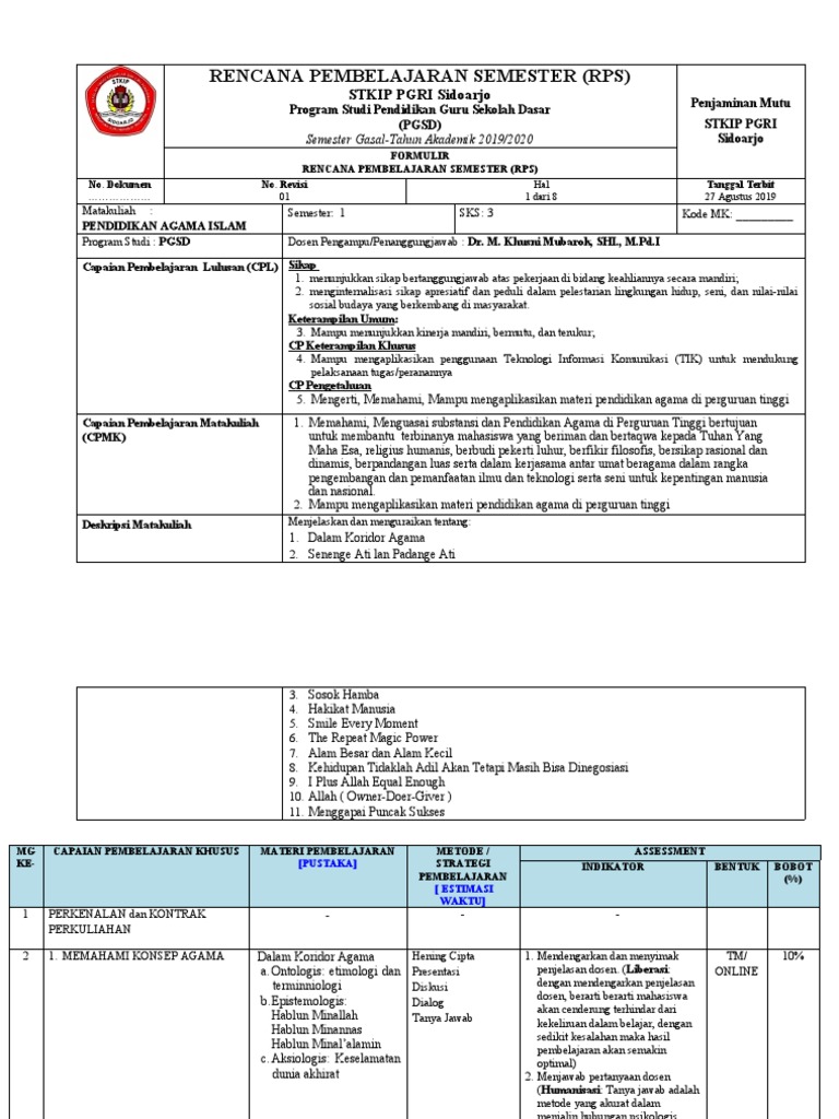 RPS Pai PGSD 2019 | PDF