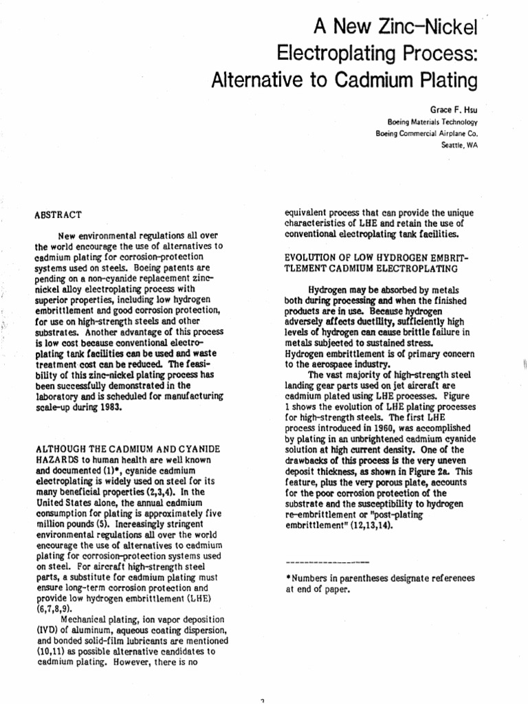 Zinc-Nickel Electroplating Process: Alternative To Plating: A New | PDF