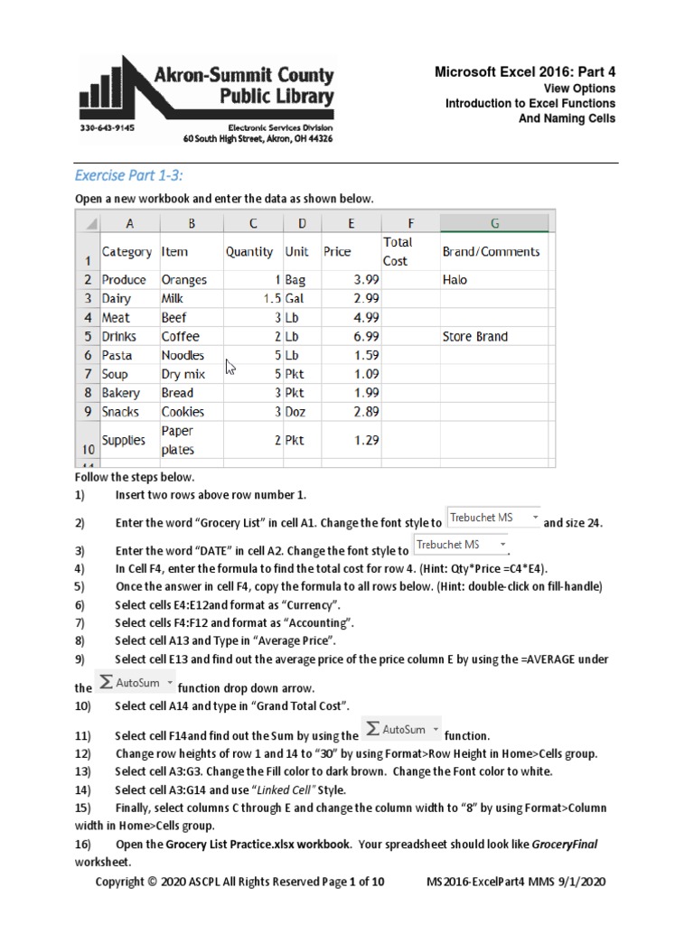 2016 Excel Part 4 | PDF | Microsoft Excel | Function (Mathematics)