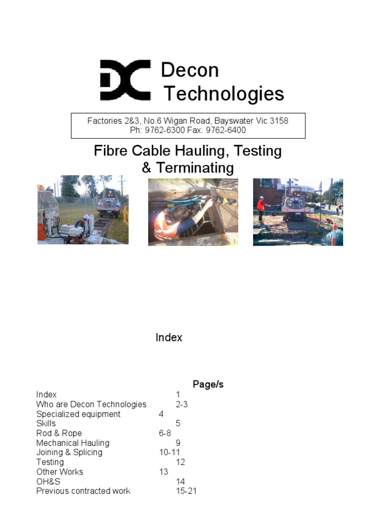 Decon Technologies Information Pack Pdf Optical Fiber Cable