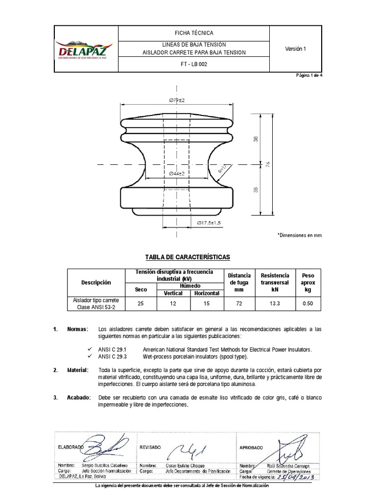 FT - LB 002 Aislador Carrete para Baja Tensión | PDF