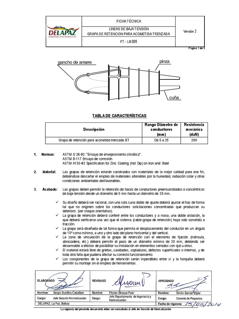 FT - LB 009 Grapa de Retención para Acometida Trenzada V2 | PDF ...
