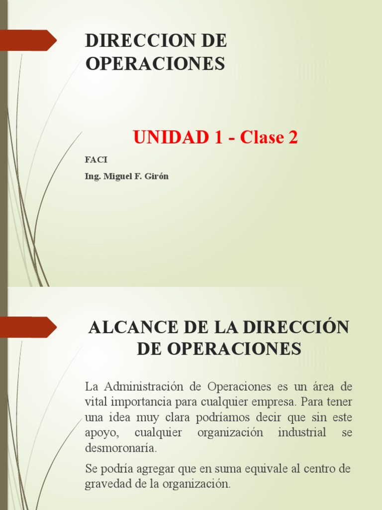 Alcance y Rol de la Dirección de Operaciones | PDF | Business ...