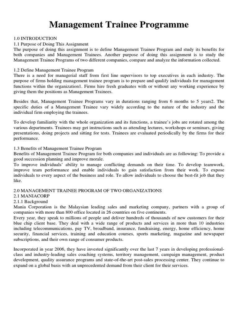 Management Trainee Program Analysis | PDF | Economies | Business