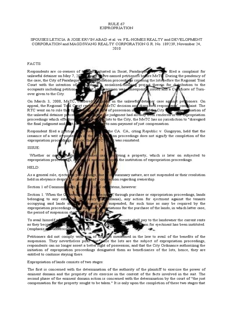 Expropriation proceedings do not transfer ownership until just ...