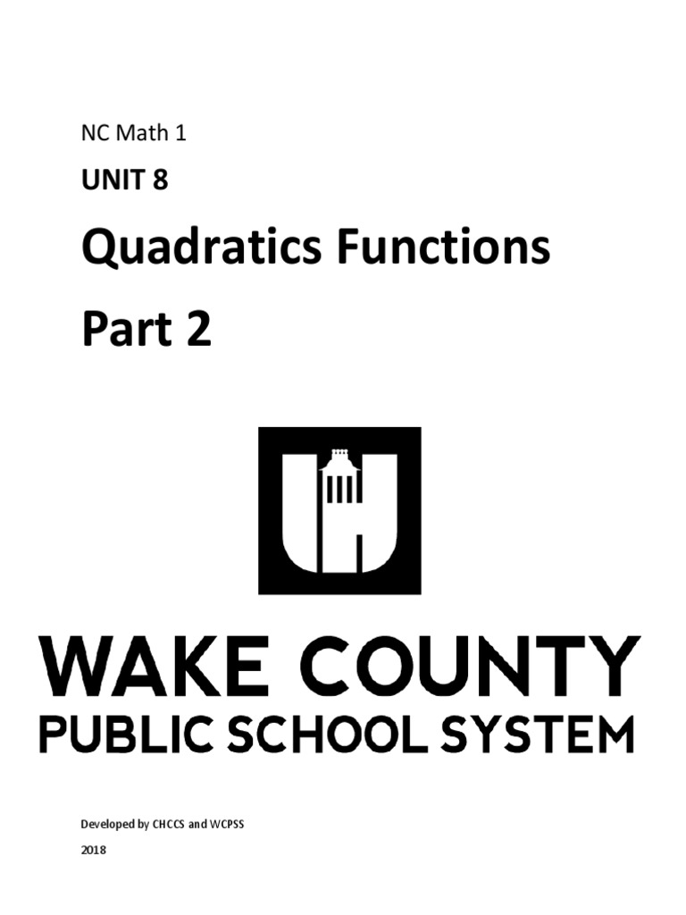 Quadratics Functions: Unit 8 | PDF | Quadratic Equation | Area
