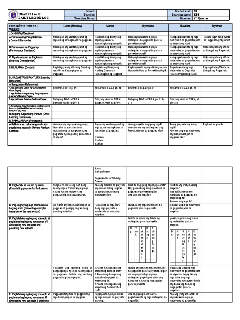 Grade 6 DLL Epp 6 q3 Week 2 | PDF