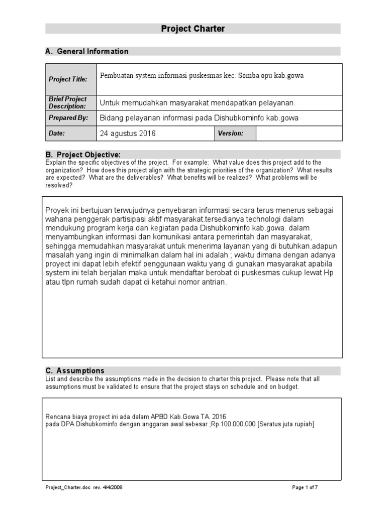 Project Charter | PDF