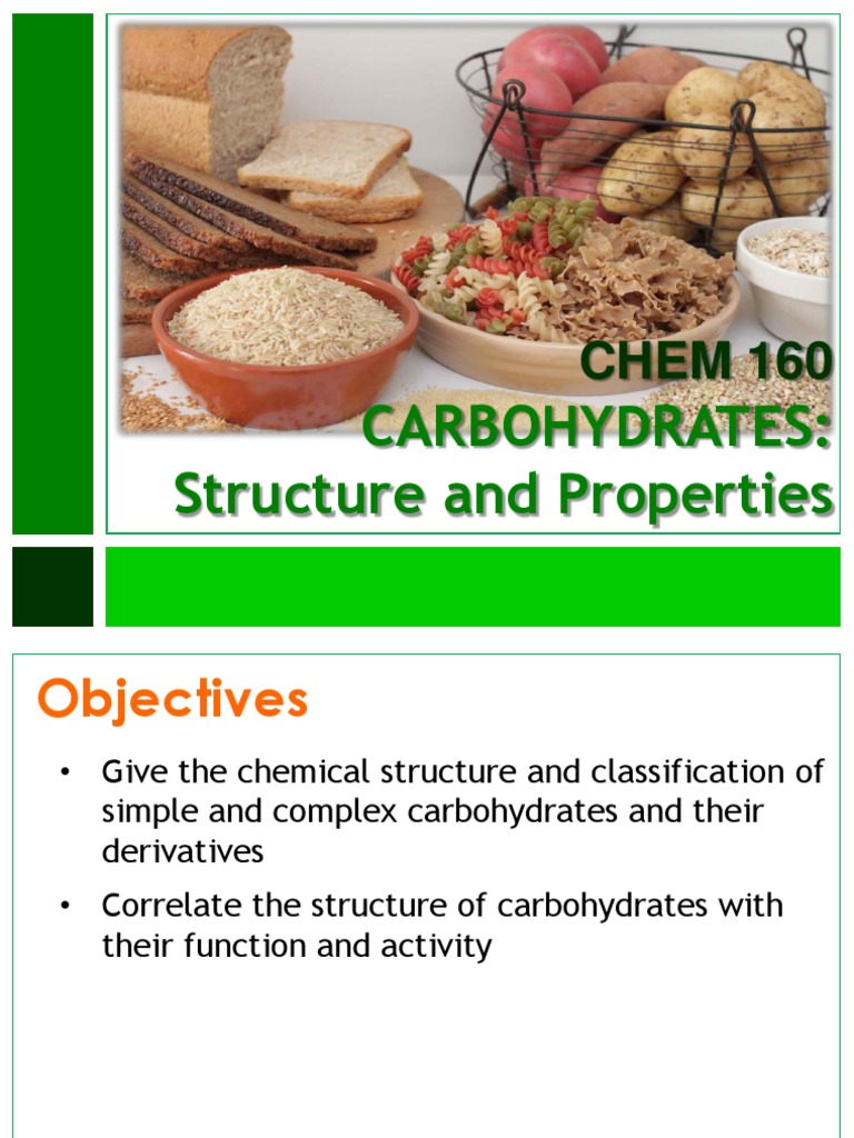 Carbohydrates: Structure and Properties: CHEM 160 | PDF | Carbohydrates ...