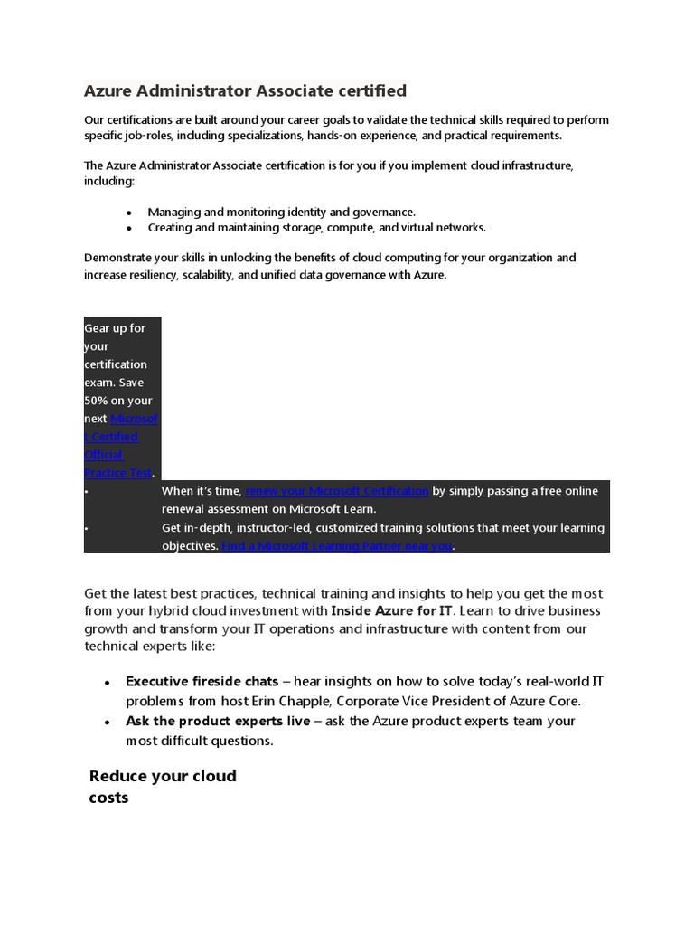 Training - Azure Administrator Associate Certified | PDF | Cloud ...