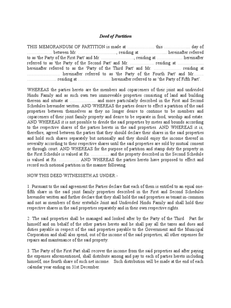 Deed of Partition-Deeds-Partition-953 | PDF | Deed | Property