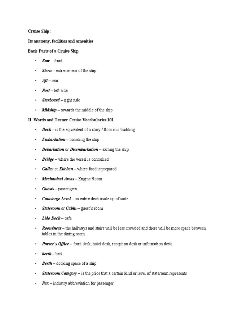 Cruise Ship: Its Anatomy, Facilities and Amenities Basic Parts of A ...