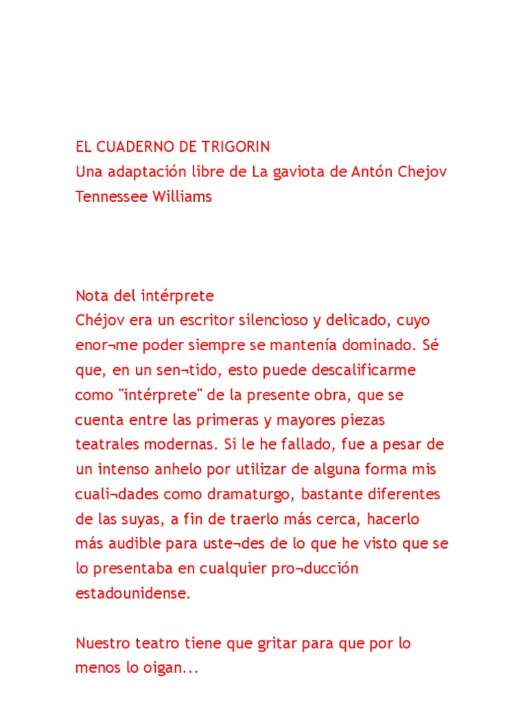 El Cuaderno de Trigorin | PDF | Aldea | Anton Chekhov