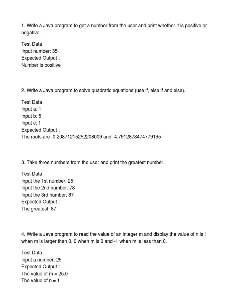 Java Conditional Statement Exercises | PDF