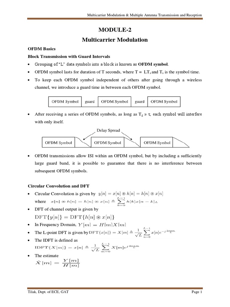 Module-2 Multicarrier Modulation: OFDM Basics Block Transmission With Guard Intervals | PDF ...