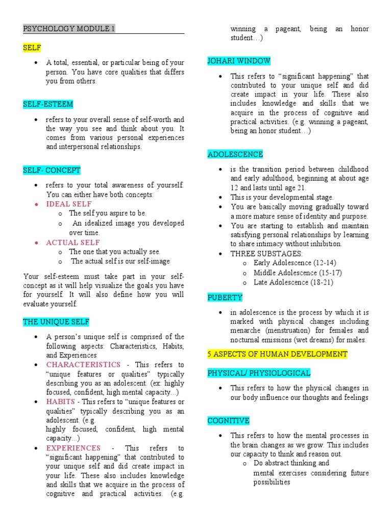 Psychology Reviewer | PDF | Adolescence | Mental Disorder