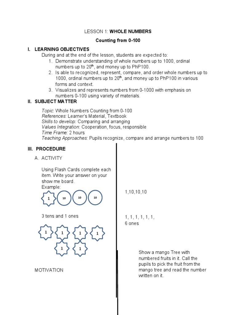 Counting 0-100 Whole Numbers | PDF | Numbers | Integer
