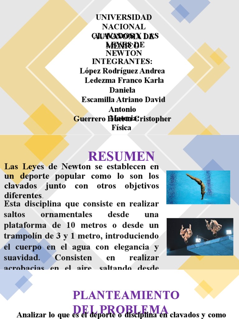 Clavados y Las Leyes de Newton Presentacion | PDF | Fuerza | Las leyes ...