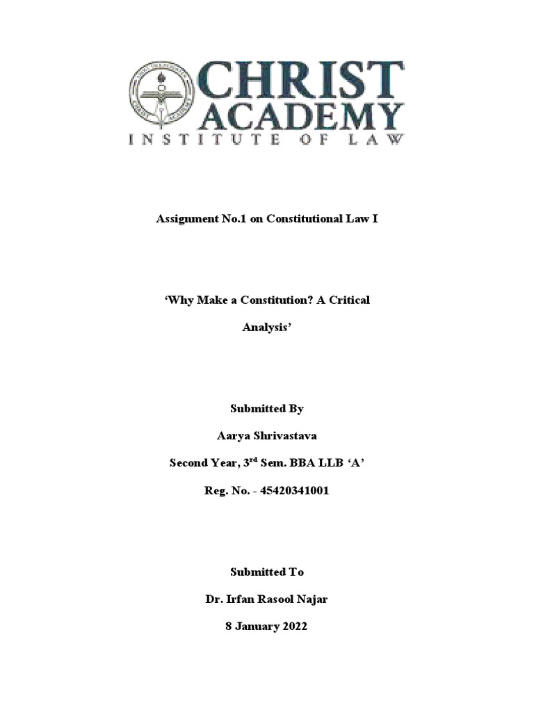 Const. Law. Asgn 1 | PDF | Constitution | Government Const. Law. Asgn 1 | PDF | Constitution | Government