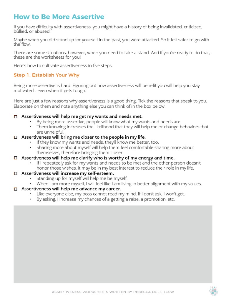 Assertiveness Worksheets Fillable Pdf Psychological Concepts