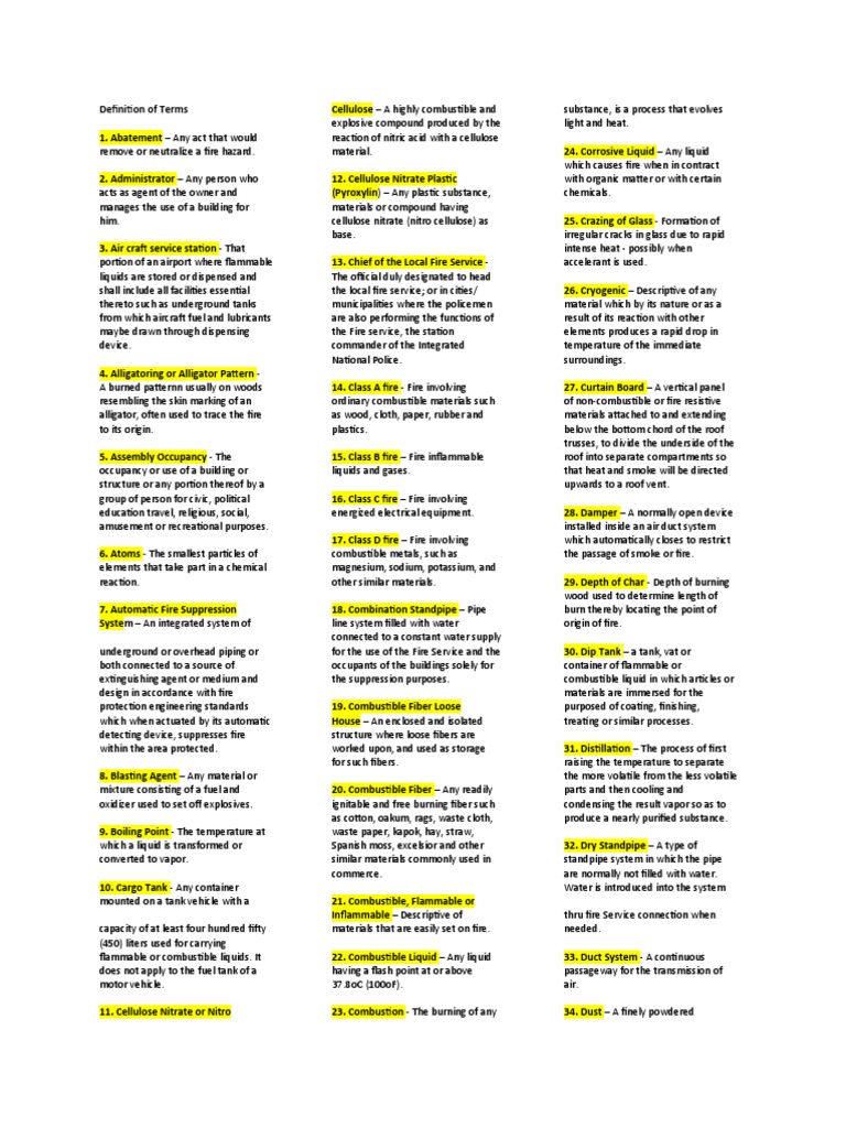 Fire Safety Terminology Defined | PDF | Fires | Combustion