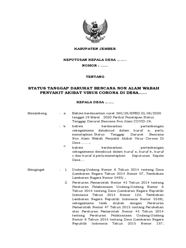 Format SK Status Bencana | PDF