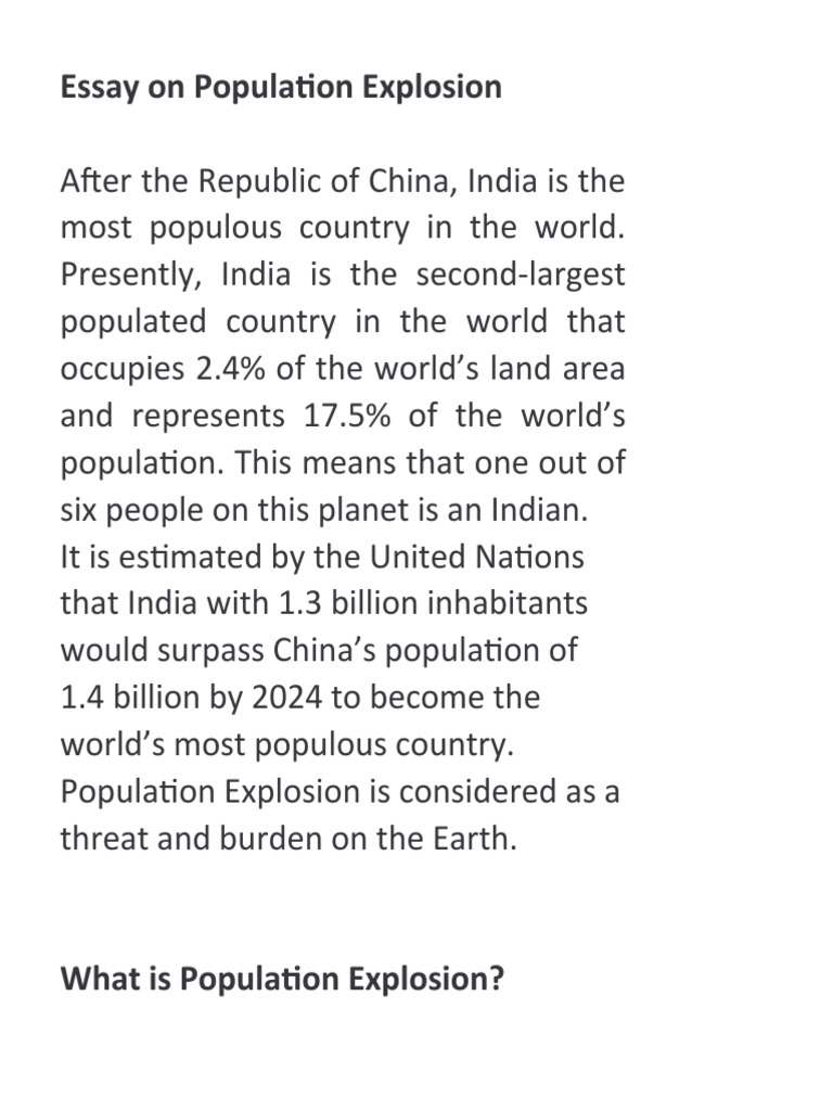Essay On Population Explosion | Download Free PDF | Mortality Rate ...
