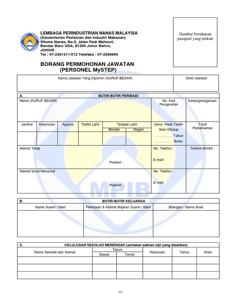 CONTOH BORANG-JAWATAN-KOSONG-PERSONEL-MySTEP-2022 | PDF