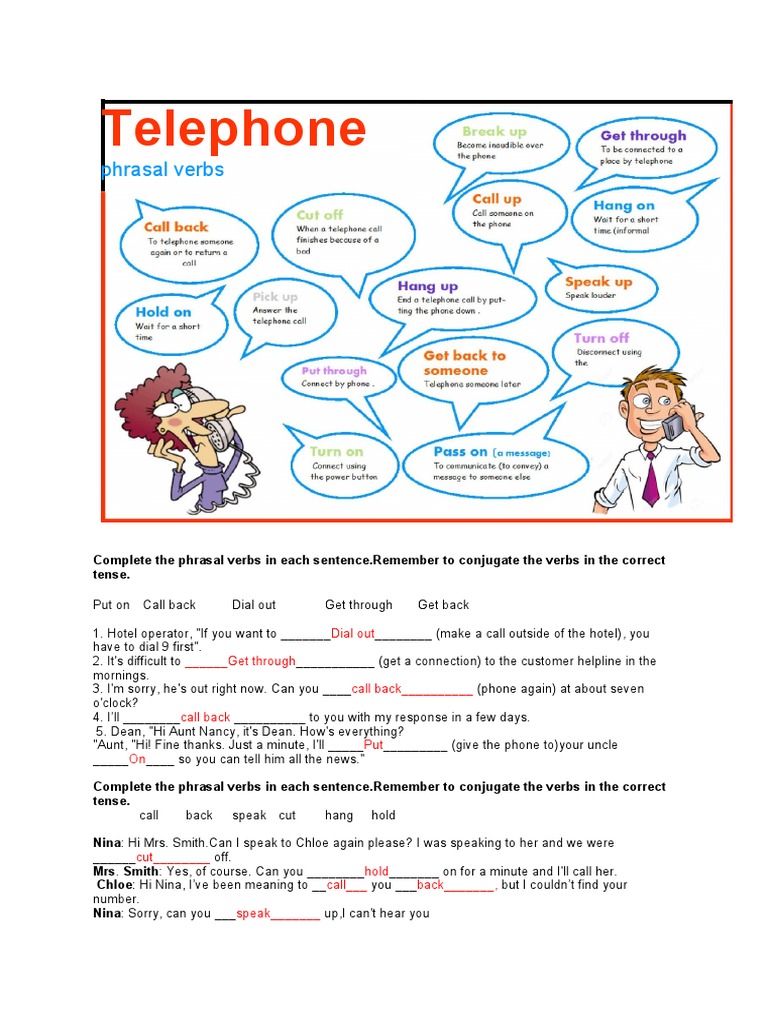 Phrasal Verbs in Telephone Conversations | PDF | Language Arts & Discipline