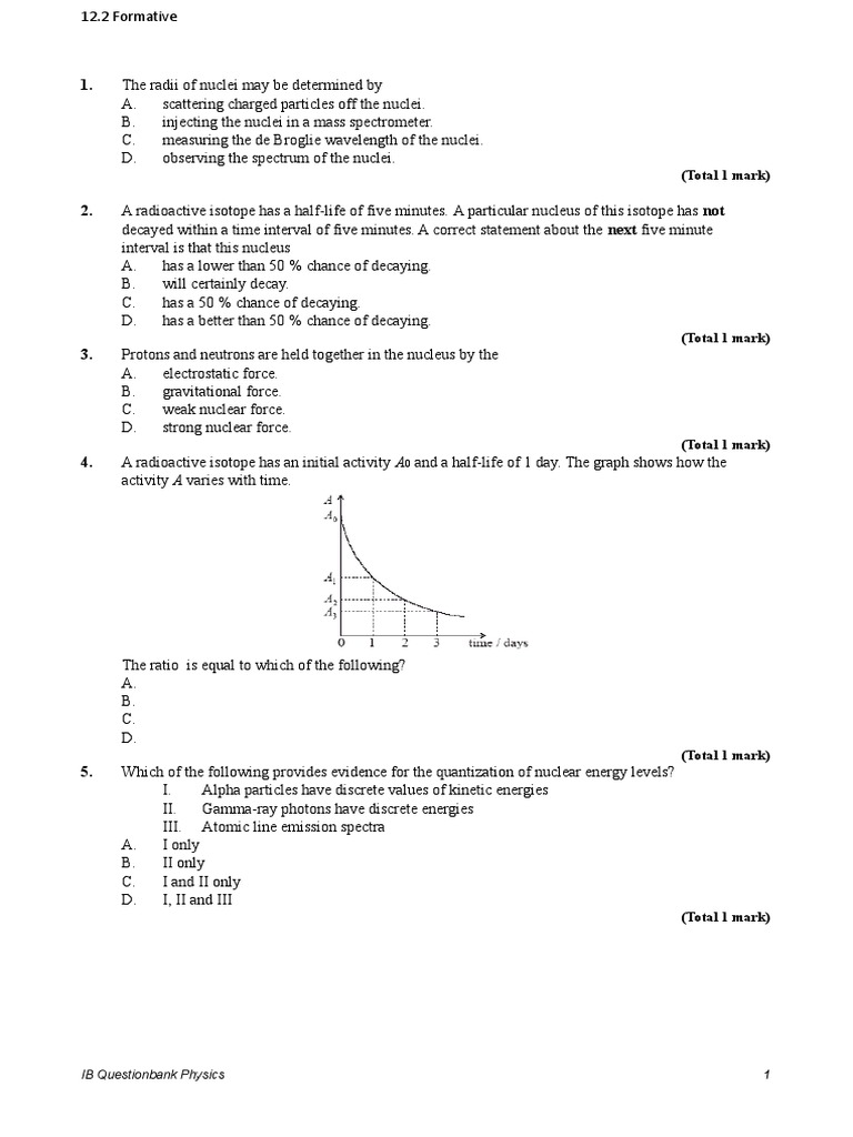 (Total 1 Mark) : IB Questionbank Physics 1 | Download Free PDF ...