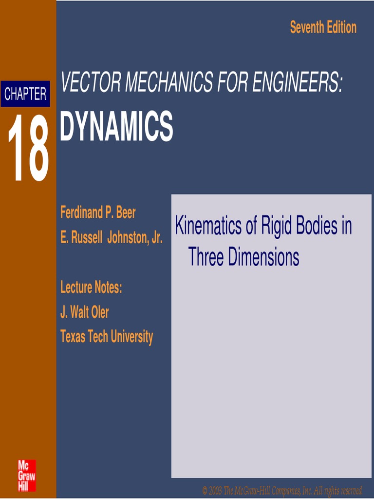 CHAP18 Kinematics of Rigid Bodies in 3D | PDF | Rotation Around A Fixed Axis | Angular Momentum