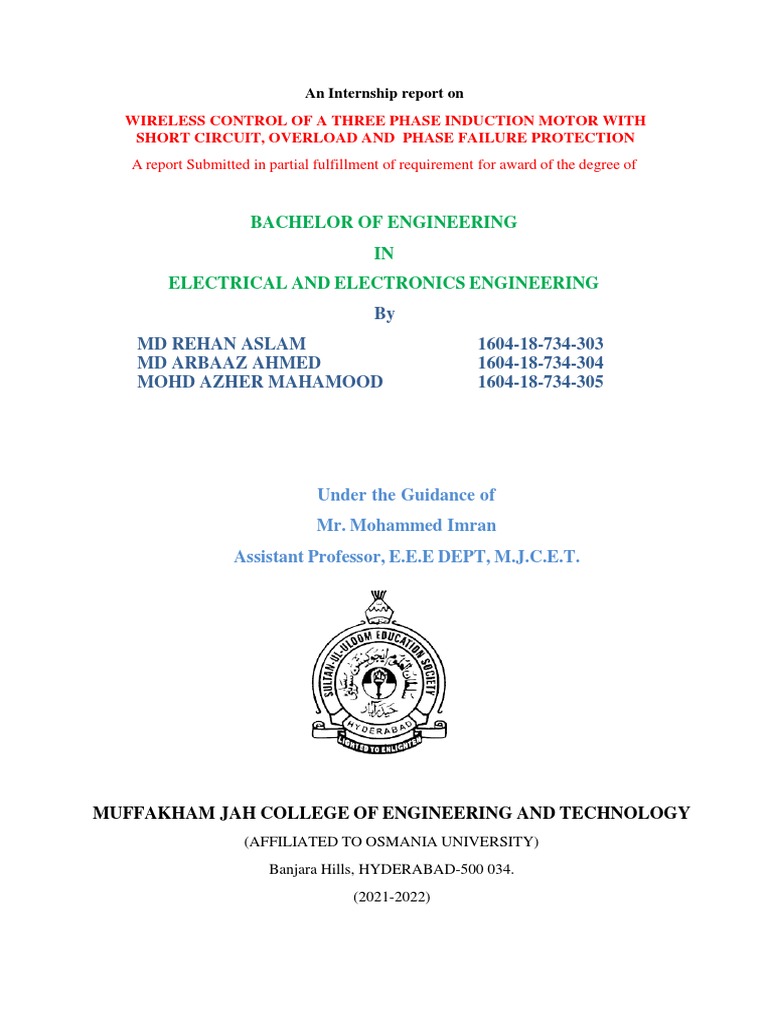 Wireless Control of A Three Phase Induction Motor With Short Circuit ...