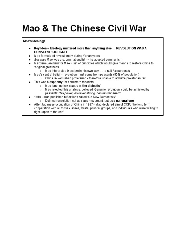 Mao's Peasant Revolution in Civil War | PDF | Mao Zedong | Chinese ...