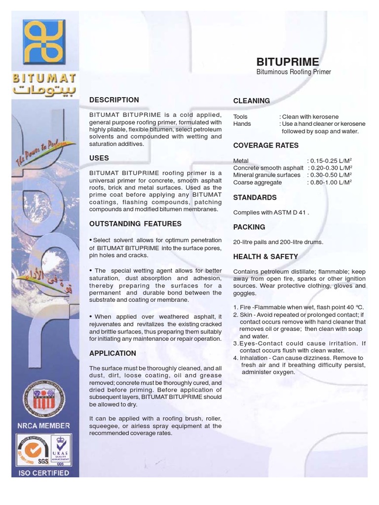 Bituprime: Bituminous Roofing Primer | Download Free PDF | Asphalt ...