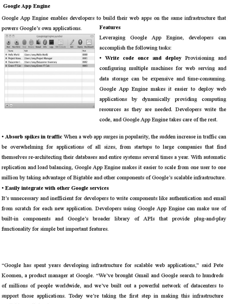 Google App Engine | PDF | Web Application | World Wide Web