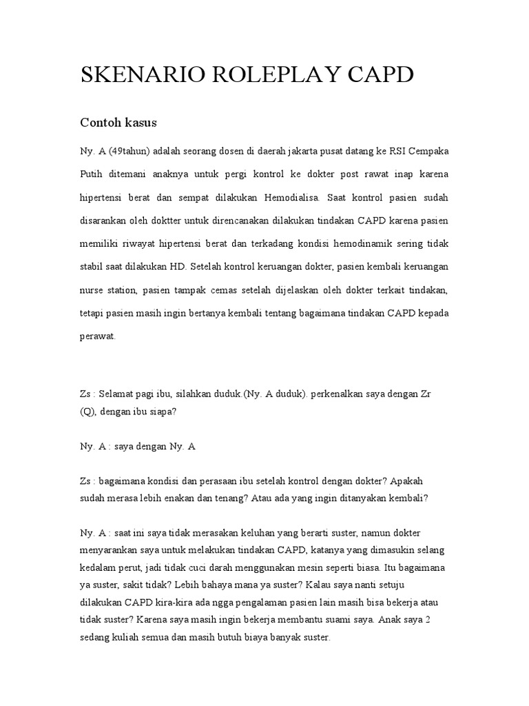SKENARIO ROLEPLAY CAPD (Konsep) | PDF