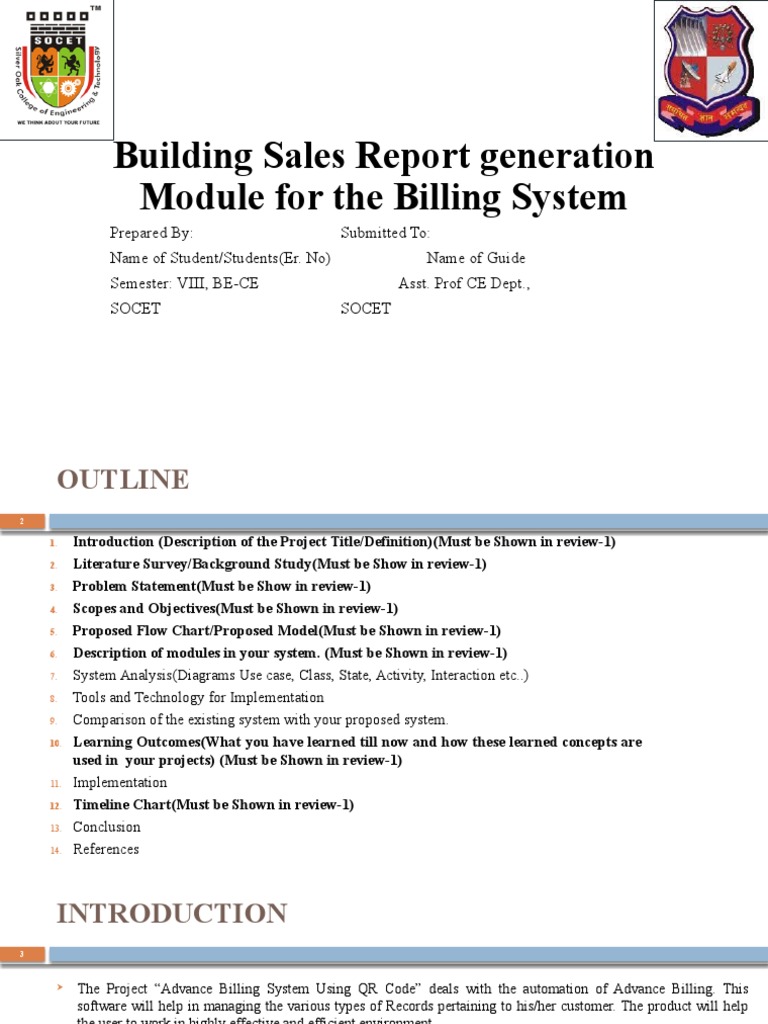 Building Sales Report Generation Module For The Billing System | PDF ...