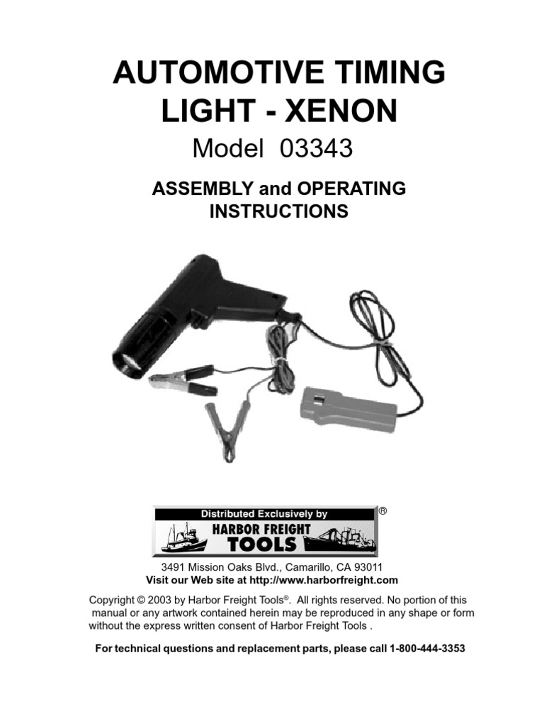 Automotive Timing Light - Xenon: Model 03343 | PDF | Distributor ...