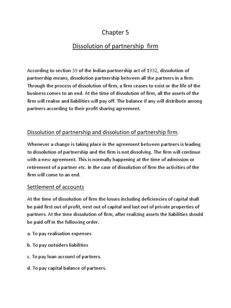 Chapter 5 Dissolution of Partnership | PDF | Partnership | Book Value