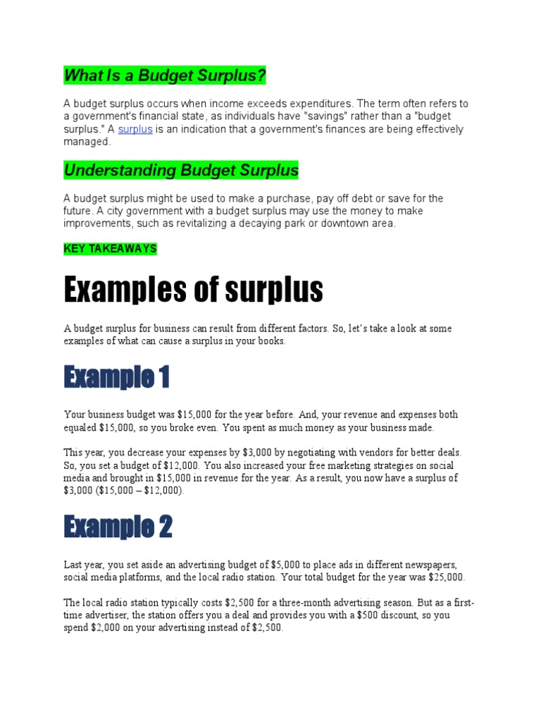 What Is Budget Surplus | PDF | Economic Surplus | Inventory
