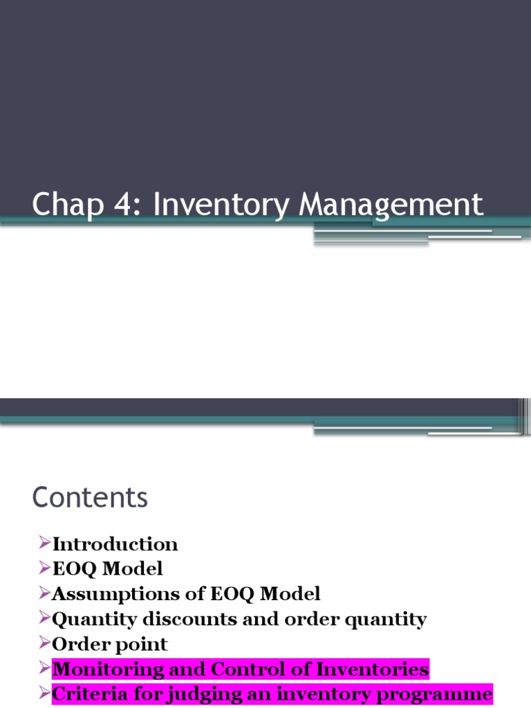 Chapter 4 Inventory Managment | PDF | Inventory | Business