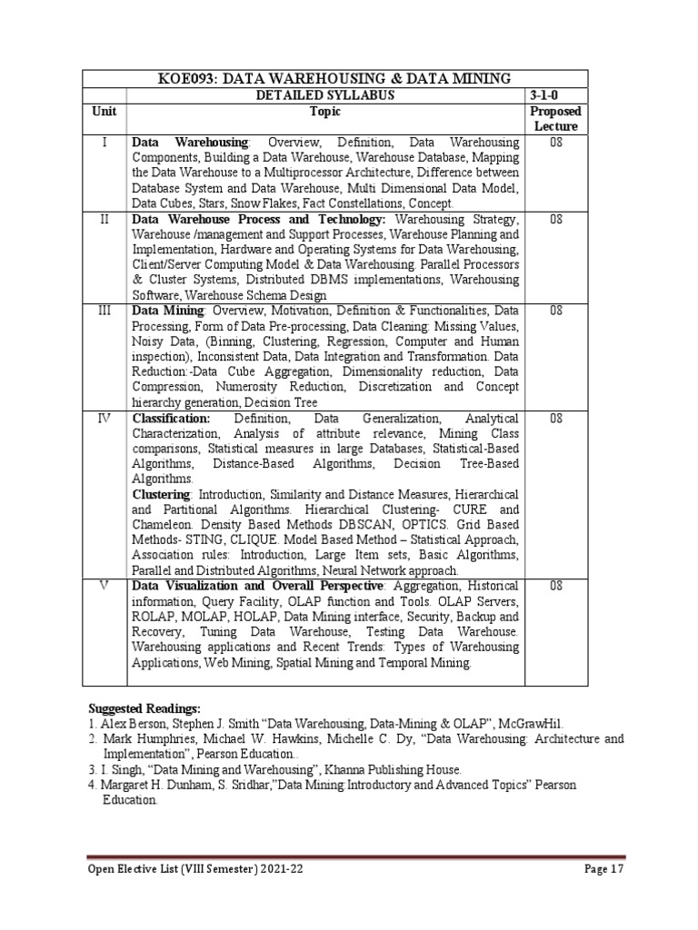 Data Warehousing & Data Mining | PDF | Data Warehouse | Cluster Analysis